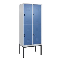 C+P Doppelstock-Spind Classic PLUS, Gestell, 2 Abteile, 2120x800x500mm, 7035/502 Verschluss Sicherheits-Drehriegel Front RAL 5023 Fernblau ; C + P M&ouml;b (0803307-22|S10005)