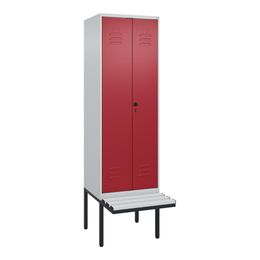 C+P PSA Doppel-Spind Classic PLUS, Bank, 2 Abteile, 2120x600x815mm, 7035/3003 Verschluss Sicherheits-Drehriegel Sitzbanktyp auskragend Material Sitzfl (0800427-20P|S10031)