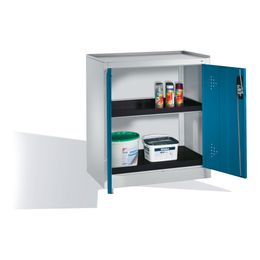 C+P Umwelt-Beistellschrank mit Dreht&uuml;ren, 2 Polyethylen-Wannen, H1020xB930xT500mm Front Lichtblau Korpus Lichtgrau ; C + P M&ouml;belsysteme (8821-316|S10083)