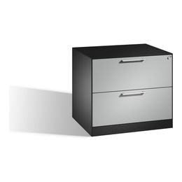 C+P Hängeregistraturschrank Asisto DIN A4, 2 Schubladen, zweibahnig Front Weißaluminium Korpus Schwarzgrau ; C + P Möbelsysteme (146273-212|S10056)
