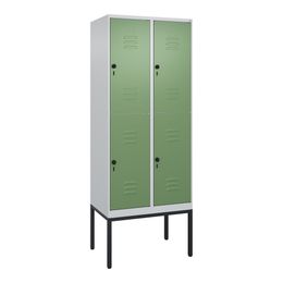 C+P Doppelstock-Spind Classic PLUS, Gestell, 2 Abteile, 2120x800x500mm, 7035/601 Verschluss Sicherheits-Drehriegel Front RAL 6011 Resedagr&uuml;n ; C + P M (0803307-22|S10006)