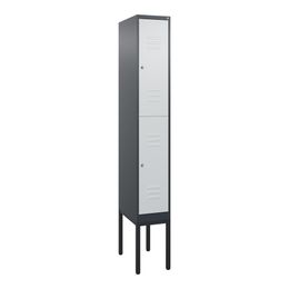 C+P Doppelstock-Spind Classic PLUS, Gestell, 1 Abteil, 2120x300x500mm, 7016/7035 Verschluss Zylinderschloss Front RAL 7035 Lichtgrau ; C + P Möbelsyst (0803307-10|S10028)