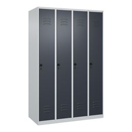 C+P Spind Classic PLUS, 4 Abteile, 1850x1200x500mm, 7035/7016 Verschluss Sicherheits-Drehriegel 3 Garderobenhaken ; C + P M&ouml;belsysteme (080000-40|S10007)