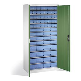 C+P Magazinschrank mit 72 Regalk&auml;sten, H1980xB1000xT420mm Front Resedagr&uuml;n Korpus Lichtgrau ; C + P M&ouml;belsysteme (133144-28|S10021)