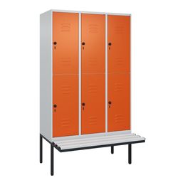 C+P Doppelstock-Spind Classic PLUS, Bank, 3 Abteile, 2120x1200x815mm, 7035/2004 Verschluss Sicherheits-Drehriegel Sitzbanktyp auskragend Material Sitz (0803407-32|S10184)