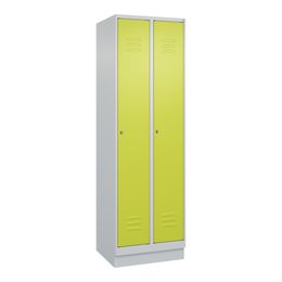 C+P Spind Classic PLUS, Sockel, 2 Abteile, 1950x600x500mm, 7035/0024 Verschluss Zylinderschloss 3 Garderobenhaken ; C + P M&ouml;belsysteme (080020-20|S10025)
