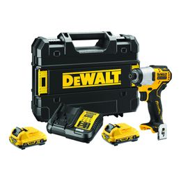 Dewalt DCF801D2-QW Akku-Schlagschrauber mit 1/4 Aufnahme 12 V 2 Ah bürstenlos 3 Drehzahlstufen)
