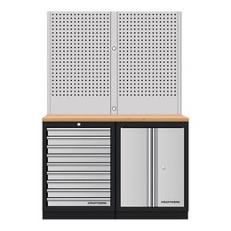 Kraftwerk Mobilio 2er Kombi Lochwand, Buche Mulipl., 9 Schubladen (3964K-9S-W)