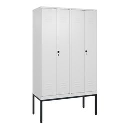 C+P Schwarz-Wei&szlig;-Spind Classic PLUS, Gestell, 4 Abteile, 2120x1200x500mm, 9016/9 Front RAL 9016 Verkehrswei&szlig; Verschluss Sicherheits-Drehriegel ; C + P (0800327-40|S10014)