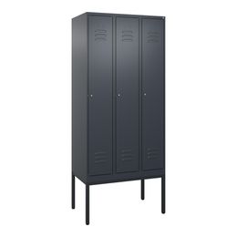 C+P Spind Classic PLUS, Gestell, 3 Abteile, 2120x900x500mm, 7016/7016 Verschluss Zylinderschloss 3 Garderobenhaken ; C + P M&ouml;belsysteme (0800307-30|S10027)