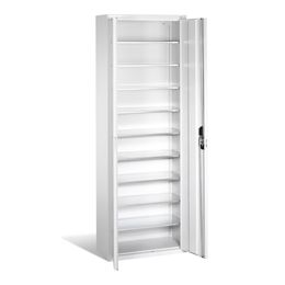 C+P Magazinschrank mit 9 Böden zur Aufnahme von Sichtlagerkästen, H1980xB700xT300mm Front Lichtgrau Korpus Lichtgrau ; C + P Möbelsysteme (133113-20|S10144)