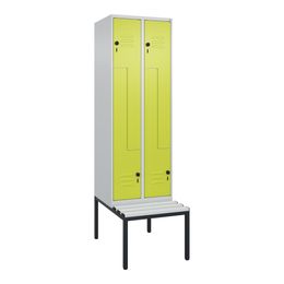 C+P Z-Spind Classic PLUS, Bank, 4 Fächer, 2120x600x815mm, 7035/0024 Verschluss Sicherheits-Drehriegel Sitzbanktyp untergebaut Material Sitzfläche Kuns (0800537-204|S10040)