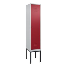 C+P Spind Classic PLUS, Gestell, 1 Abteil, 2120x400x500mm, 7035/3003 Verschluss Zylinderschloss 4 Garderobenhaken Trennwand mittig ; C + P M&ouml;belsystem (0800307-12F|S10016)