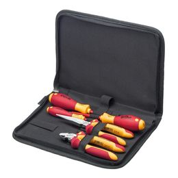 wiha Werkzeug Set Elektriker Schraubendreher, Flachrundzange, Seitenschneider 5-tlg. in Tasche (26755)