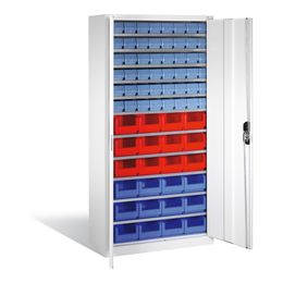 C+P Magazinschrank mit 72 Sichtlager- und Regalk&auml;sten, H1980xB1000xT420mm Front Lichtgrau Korpus Lichtgrau ; C + P M&ouml;belsysteme (133144-29|S10047)