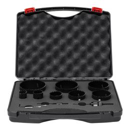 STIER Lochsägen Elektrikerset HSS-Co8 Bimetall, 44mm Schnitttiefe, 11-teilig (25, 32, 40, 54, 60, 68, 76 und 86 mm) (905322)