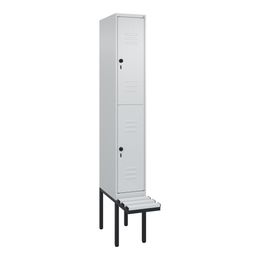 C+P Doppelstock-Spind Classic PLUS, Bank, 1 Abteil, 2120x300x815mm, 7035/7035 Verschluss Sicherheits-Drehriegel Sitzbanktyp auskragend Material Sitzfl (0803407-10|S10114)