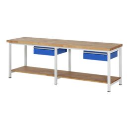 Rau Werkbank höhenverstellbar 8001A7, B2500xT700xH840-1040mm, 2x Schublade-TA (03-8001A7-257B4H.11)