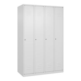 C+P Spind Classic PLUS, 4 Abteile, 1850x1200x500mm, 9016/9016 Verschluss Zylinderschloss 3 Garderobenhaken ; C + P M&ouml;belsysteme (080000-40|S10027)