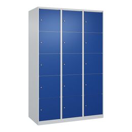 C+P Schlie&szlig;fachschrank Classic PLUS, 3 Abteile, 1850x1200x500mm, 7035/5010 Innenh&ouml;he Gefach oben (oberes 365 mm Front RAL 5010 Enzianblau ; C + P M&ouml;be (080000-325|S10003)