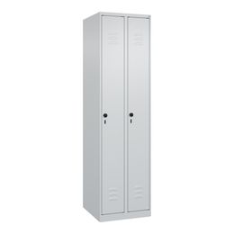 C+P Spind Classic PLUS, 2 Abteile, 1850x500x500mm, 7035/7035 Verschluss Sicherheits-Drehriegel 3 Garderobenhaken ; C + P M&ouml;belsysteme (080000-29|S10008)