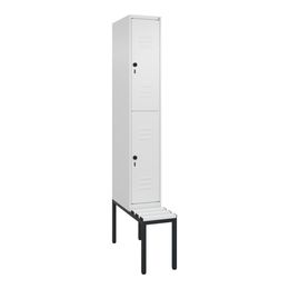 C+P Doppelstock-Spind Classic PLUS, Bank, 1 Abteil, 2120x300x815mm, 9016/9016 Verschluss Sicherheits-Drehriegel Sitzbanktyp untergebaut Material Sitzf (0803507-10|S10119)