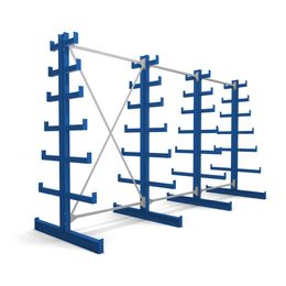 STIER Kragarmregal doppelseitig 3 Felder mit 6 absteigenden Ebenen 3900x2000x500mm enzianblau (905266)