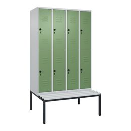 C+P Doppelstock-Spind Classic PLUS, Bank, 4 Abteile, 2120x1200x815mm, 7035/6011 Verschluss Sicherheits-Drehriegel Sitzbanktyp untergebaut Material Sit (0803507-40|S10111)
