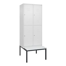 C+P Doppelstock-Spind Classic PLUS, Bank, 2 Abteile, 2120x800x815mm, 9016/9016 Verschluss Zylinderschloss Sitzbanktyp untergebaut Material Sitzfl&auml;che (0803507-22|S10029)