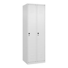 C+P Spind Classic PLUS, 2 Abteile, 1850x600x500mm, 9016/9016 Verschluss Sicherheits-Drehriegel 4 Garderobenhaken Trennwand mittig ; C + P M&ouml;belsysteme (080000-20F|S10004)