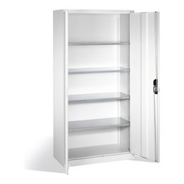 C+P Magazinschrank mit 4 B&ouml;den zur Aufnahme von Sichtlagerk&auml;sten, H1980xB1000xT420mm Front Lichtgrau Korpus Lichtgrau ; C + P M&ouml;belsysteme (133144-20|S10138)