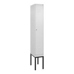 C+P Spind Classic PLUS, Gestell, 1 Abteil, 2120x300x500mm, 9016/9016 Verschluss Zylinderschloss 4 Garderobenhaken Trennwand mittig ; C + P M&ouml;belsystem (0800307-10F|S10029)