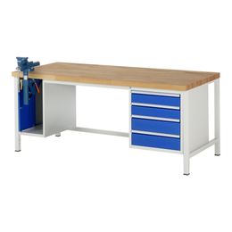 Rau Werkbank h&ouml;henverstellbar 8185A1, B2000xT900xH840-1040mm, 4x Schublade-TA, SSKL (03-8185A1-209B4H.11)