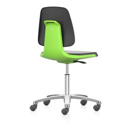 bimos Arbeitsstuhl Labsit mit Rollen Sitzhöhe 450-650 mm Kunstleder Sitzschale grün (9123-MG01-3280-521)