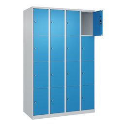 C+P Schlie&szlig;fachschrank Classic PLUS, 4 Abteile, 1850x1200x500mm, 7035/5012 Innenh&ouml;he Gefach oben (oberes 453 mm Front RAL 5012 Lichtblau ; C + P M&ouml;bel (080000-404|S10004)