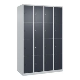 C+P Schlie&szlig;fachschrank Classic PLUS, 4 Abteile, 1850x1200x500mm, 7035/7016 Innenh&ouml;he Gefach oben (oberes 453 mm Front RAL 7016 Anthrazitgrau ; C + P M (080000-404|S10007)