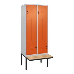 C+P Z-Spind Classic PLUS, Bank, 4 F&auml;cher, 2120x800x815mm, 7035/2004 Verschluss Sicherheits-Drehriegel Sitzbanktyp auskragend Material Sitzfl&auml;che Buche (0800437-224|S10060)