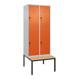 C+P Doppelstock-Spind Classic PLUS, Bank, 2 Abteile, 2120x800x815mm, 7035/2004 Verschluss Sicherheits-Drehriegel Sitzbanktyp untergebaut Material Sitz (0803507-22|S10184)