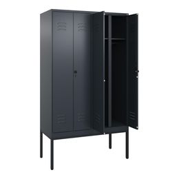 C+P Schwarz-Wei&szlig;-Spind Classic PLUS, Gestell, 4 Abteile, 2120x1200x500mm, 7016/7 Front RAL 7016 Anthrazitgrau Verschluss Sicherheits-Drehriegel ; C + (0800327-40|S10012)