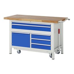Rau Werkbank mit absenkbarem Fahrgestell Modell 8922 B 1500 x T 700 x H 920mm (05-8922A2-157B4F.11)