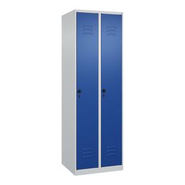 C+P Spind Classic PLUS, 2 Abteile, 1850x600x500mm, 7035/5010 Verschluss Sicherheits-Drehriegel 3 Garderobenhaken ; C + P M&ouml;belsysteme (080000-20|S10004)