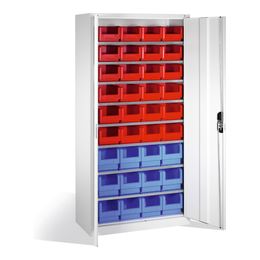 C+P Magazinschrank mit 26 Sichtlagerk&auml;sten, H1980xB1000xT420mm Front Lichtgrau Korpus Lichtgrau ; C + P M&ouml;belsysteme (133144-23|S10028)