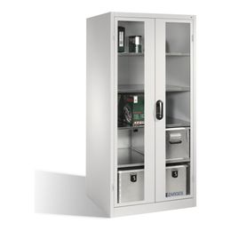 C+P Werkzeugschrank XXL mit Sichtfenster-Dreht&uuml;ren, innen 4 B&ouml;den, H1950xB930xT800mm Front Lichtgrau Korpus Lichtgrau ; C + P M&ouml;belsysteme (8924-055|S10107)