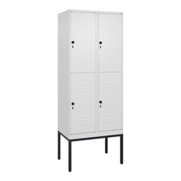 C+P Doppelstock-Spind Classic PLUS, Gestell, 2 Abteile, 2120x800x500mm, 9016/901 Verschluss Sicherheits-Drehriegel Front RAL 9016 Verkehrswei&szlig; ; C + P (0803307-22|S10014)