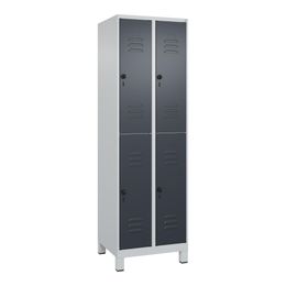 C+P Doppelstock-Spind Classic PLUS, F&uuml;&szlig;e, 2 Abteile, 1950x600x500mm, 7035/7016 ; C + P M&ouml;belsysteme (080310-20|S10008)