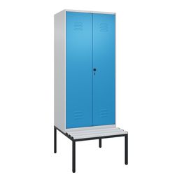 C+P PSA Doppel-Spind Classic PLUS, Bank, 2 Abteile, 2120x800x815mm, 7035/5012 Verschluss Sicherheits-Drehriegel Sitzbanktyp untergebaut Material Sitzf (0800527-22P|S10034)