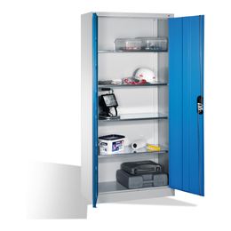 C+P Werkzeugschrank mit Drehtüren, innen 4 Böden, H1950xB930xT400mm Front Lichtblau Korpus Lichtgrau ; C + P Möbelsysteme (8920-00|S10892)