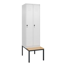 C+P Spind Classic PLUS, Bank, 2 Abteile, 2120x600x815mm, 9016/9016 Verschluss Sicherheits-Drehriegel 3 Garderobenhaken Sitzbanktyp untergebaut ; C + (0800507-20|S10014)