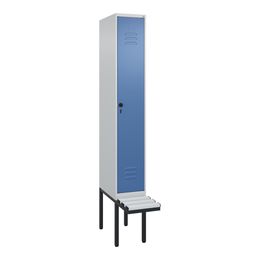 C+P Spind Classic PLUS, Bank, 1 Abteil, 2120x300x815mm, 7016/7035 Verschluss Sicherheits-Drehriegel 3 Garderobenhaken Dekor Banklatten RAL 7021 Schwa (0800407-10|S10043)