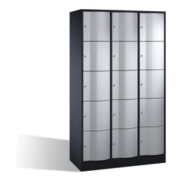 C+P Schließfachschrank Resisto, 15 Fächer, H1950xB1150xT540mm Front Weißaluminium Korpus Schwarzgrau ; C + P Möbelsysteme (8570-372|S10754)